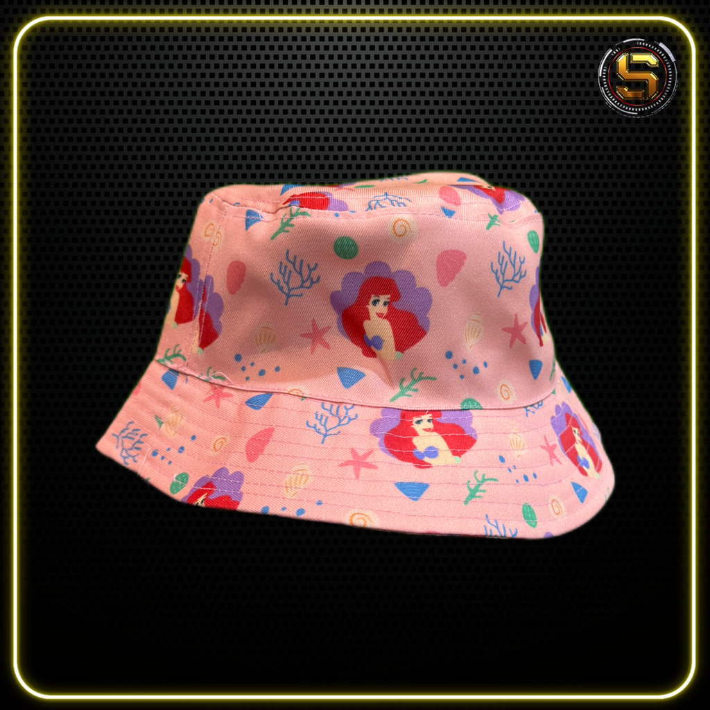 CONE BUCKET HAT DISNEY THE LITTLE MERMAID ARIEL CORAL SHELLS ALL OVER